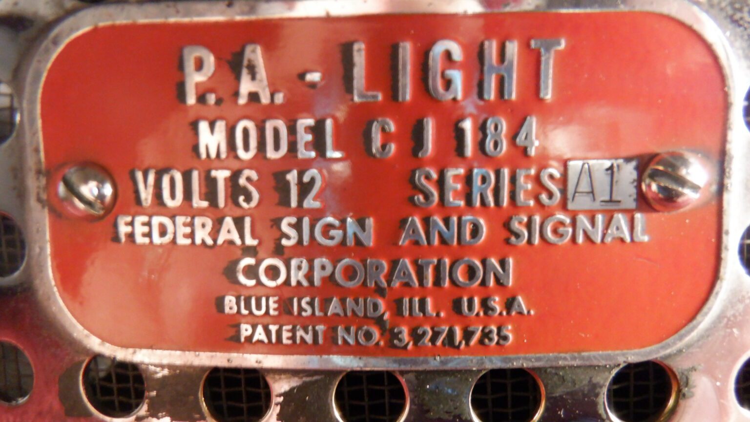 FEDERAL SIGNAL BLUE SPEAKERLIGHT CJ184 -12-VOLT – WITH FS FACTORY CJ184 ...